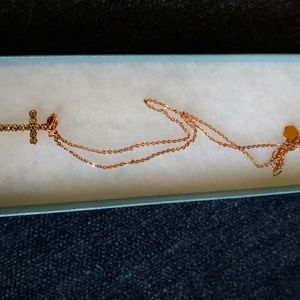 Swarovski | Jewelry | Petite Rose Gold Cross | Poshmark